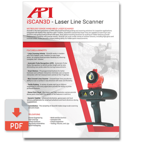 Blue laser line scanner iScan3D to scan all surfaces - API Metrology