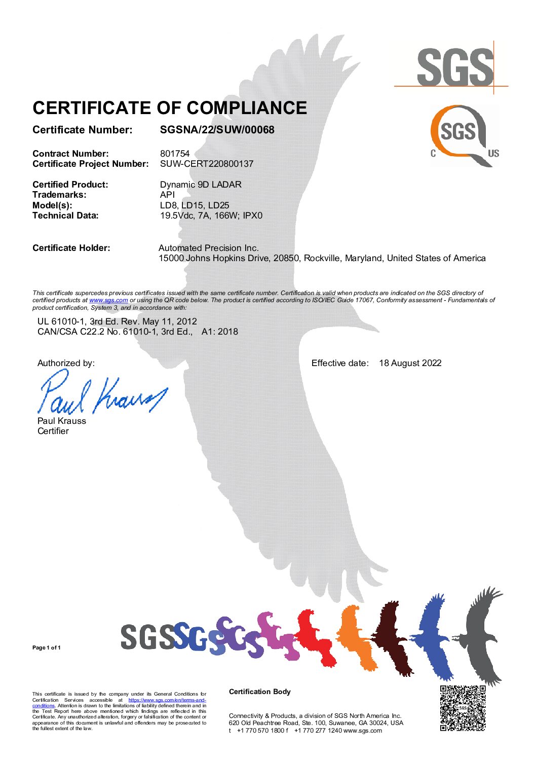 SGS Certification API Metrology SGS Certification API Metrology